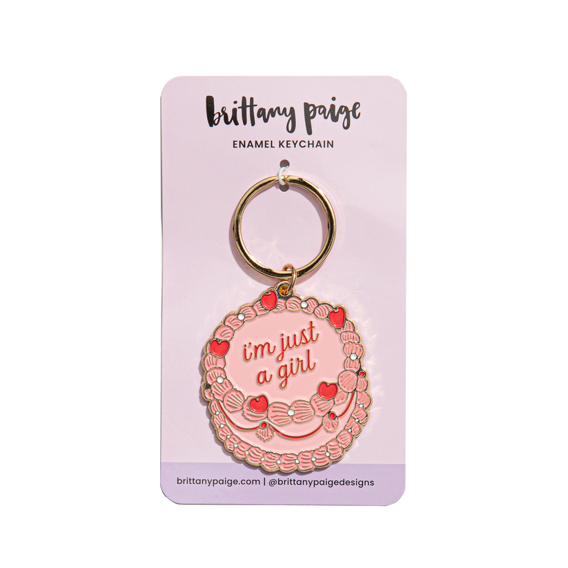 Just A Girl Vintage Cake Enamel Keychain Bag Charm – Brittany Paige